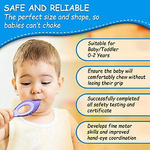 Ecovona Baby Toothbrush & Toddler Toothbrush for Age 0-2 Years Old | Extra Soft Bristle for Baby Teeth & Infant Gums | BPA-Free, Easy-Grip Finger Handle & Teething Pad | Dentist Recommended | 4-Pack