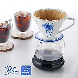BLUE BREW BB1008 600 ML(20oz), Glass Coffee Server for Pour Over Coffee Maker, Heat Resistant Glass Coffee Carafe