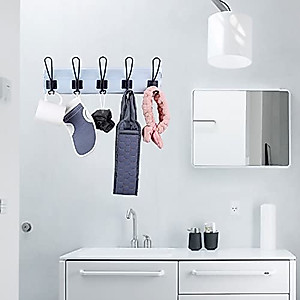 Rustic Coat Rack - Wall Mounted Solid Pine Wood 17" Entryway Coat Hooks - Rustic Hooks for Hanging Coats,Jacket,Clothes,Hats (1 Item Five Hooks, White with Black Hooks)