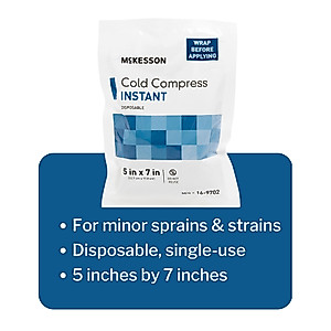 McKesson Cold Compress, Instant Cold Pack, Disposable, 5 in x 7 in, 1 Count, 24 Packs, 24 Total