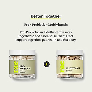 Rae Wellness Pre + Probiotic for Women - Support Digestive and Gut Health with Apple Cider Vinegar, Acidophilus and More - Vegan, Non-GMO, Gluten Free - 60 Caps (30 Servings)