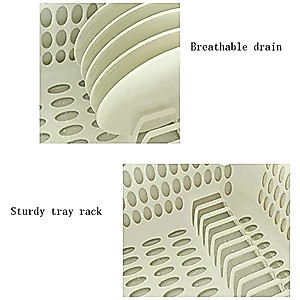 Plate Rack Draining Dish Rack Dish Storage Box Kitchen Drain Dish Rack Put Bowl Household With Lid Plastic Cabinet Rack for Kitchen Pan Plate Holder (Color : Pink)