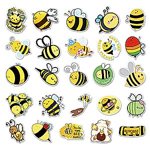 51 PCS Cute Bee Water Bottle Stickers for Kids Teens,Small Honeybee Vinyl Waterproof Stickers Decals for Laptop Bumper Skateboard Helmet,Cartoon Kawaii Bees Animal Stickers