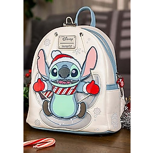 Loungefly Disney Stitch Holiday Snow Angel Glitter Mini Backpack