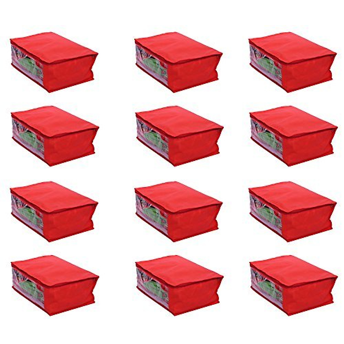 Fashion Bizz Red Non Woven Front Saree Bags Set of 12 Pcs