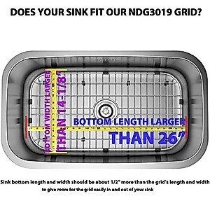 Serene Valley Kitchen Sink Bottom Grid and Sink Protector NDG3019, 304 Premium Stainless Steel, dim 26" x 14 1/8"