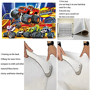 Blaze and The Monster Machines Birthday Decorations, Blaze and The Monster Machines Happy Birthday Banner Backdrop for Blaze and The Monster Machines Birthday Party Supplies (5x3ft)