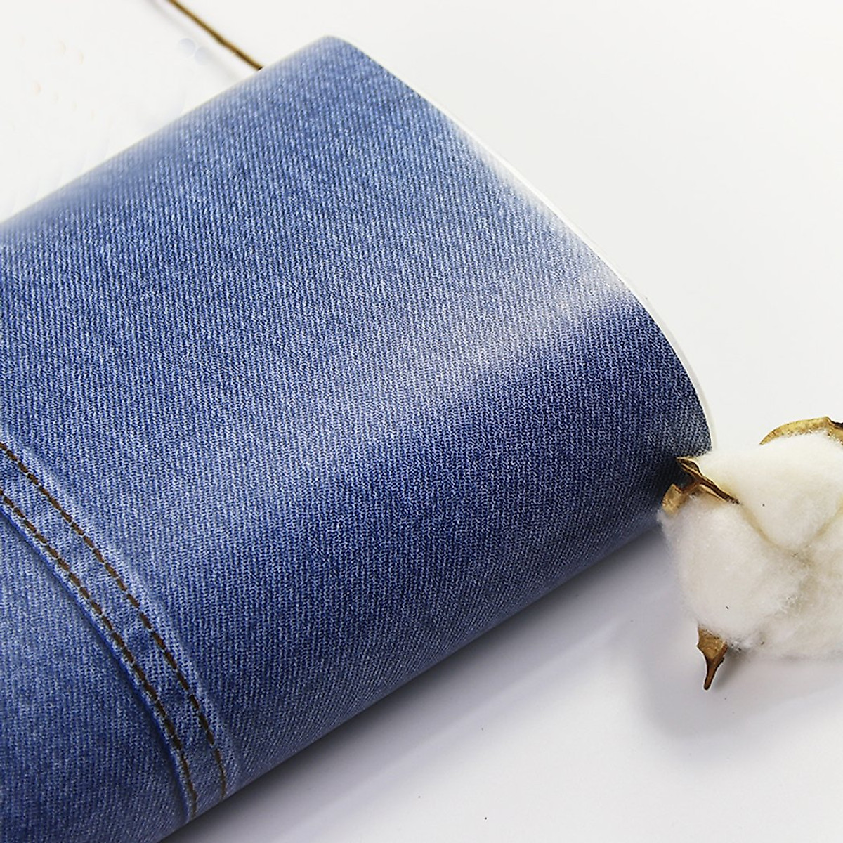 Decorative Blue Denim Pattern Vinyl Contact Paper Self Adhesive Shelf Liner for Kitchen Cabinets Countertop Furniture Crafts 17.7x78.7 Inches