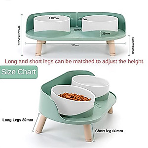 FUUIE Bowls for Food and Water Pet Cat Double Bowls Feeder Adjustable Height Cats Dogs Drinker Water Bowl Dish Elevated Feeding Food Feeders Cat Dog Supplies (Color : Blue)