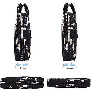 MOSISO Laptop Shoulder Bag Compatible with MacBook Air 15 inch M3 A3114 M2 A2941/Pro 16 M4 M3 M2 M1, 15-15.6 inch Notebook, Camellia Sleeve with Adjustable Depth at Bottom, Black