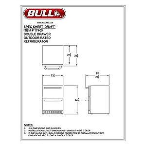 Bull Outdoor Products 17400 Double Drawer Outdoor Rated Refrigerator, Stainless Steel