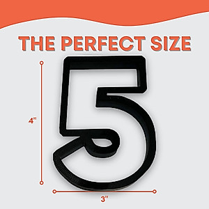 5 Block Numbers Cookie Cutter with Easy to Push Design (3.5 inch)