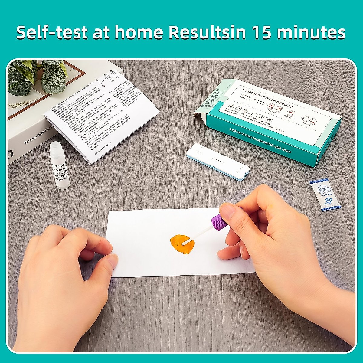 H. Pylori Helicobacter Pylori Stool Test Kit, 10-15 Minutes of Quick Home Testing, The Result is Highly Accurate, Easy to Read and use