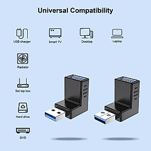 Oxsubor USB 3.0 Adapter 90 Degree Male to Female Combo Vertical Up and Down Angle Coupler Connector