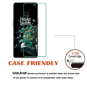 beukei (3 Pack) Compatible for OnePlus 10T 5G / OnePlus 10T Screen Protector Tempered Glass,Touch Sensitive,Case Friendly, 9H Hardness
