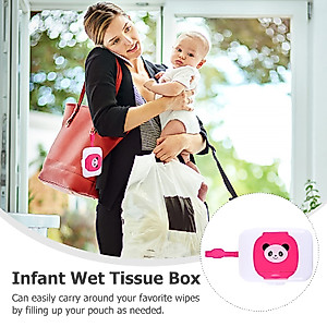 DOITOOL 1Pc Travel Wipe Dispenser Portable Wet Wipe Dispenser Container Wipes Container Wipe Holder Wipes Carrying Case for Travel (Pink)