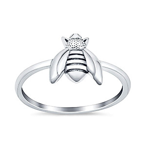 Blue Apple Co. Sterling Silver Size-8 Bumble Bee Ring Oxidized Band 925 Sterling Silver