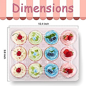 Farielyn-X (12 Pack x 15 Sets) Stackable Cupcake Carrier Holders with 200 Pack Cupcake Liners, Plastic Cupcake Boxes for 12 Cupcakes, Clear Disposable Cupcake Containers, Tall Dome Lid Cupcake Trays