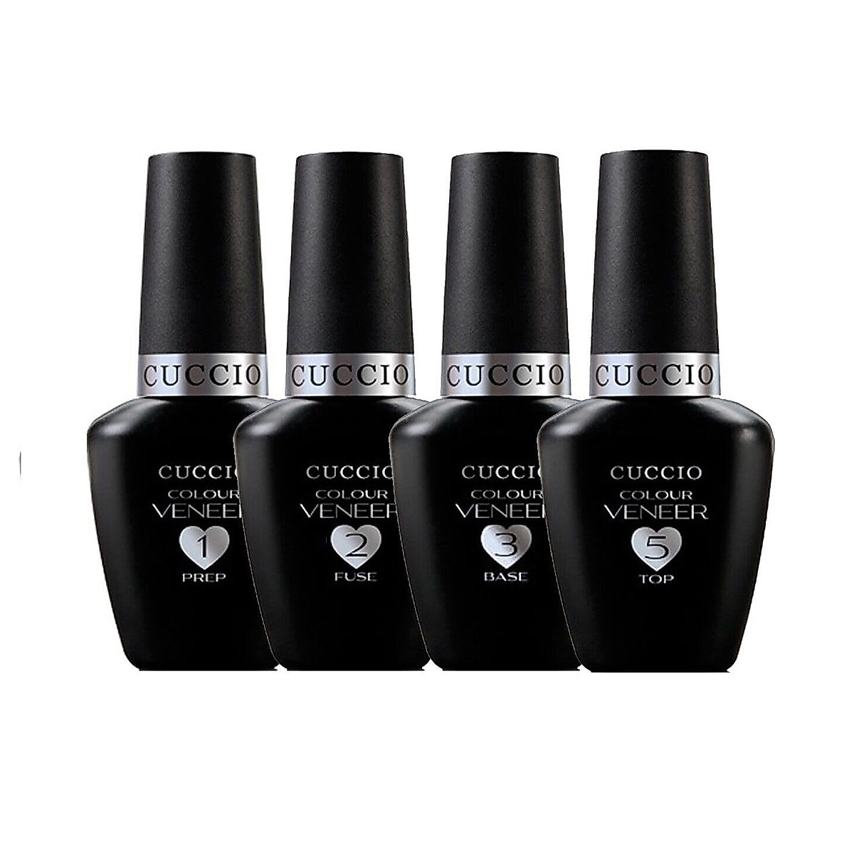 Cuccio Veneer Treatment Pack – Complete LED/UV Gel Polish System, Includes Prep, Fuse, Base, and Top Coat, 13 mL Each