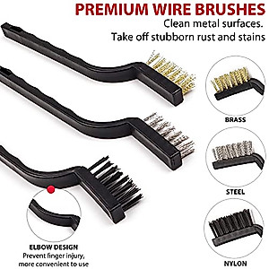 TAKAVU Boar Hair Detailing Brush Set, 5pcs Detail Brushes, 3pcs Wire Brush, Air Conditioner Brush & Microfiber Towel for Cleaning Engine, Wheel, Interior, Air Vent, Emblem, Car, Motorcycle