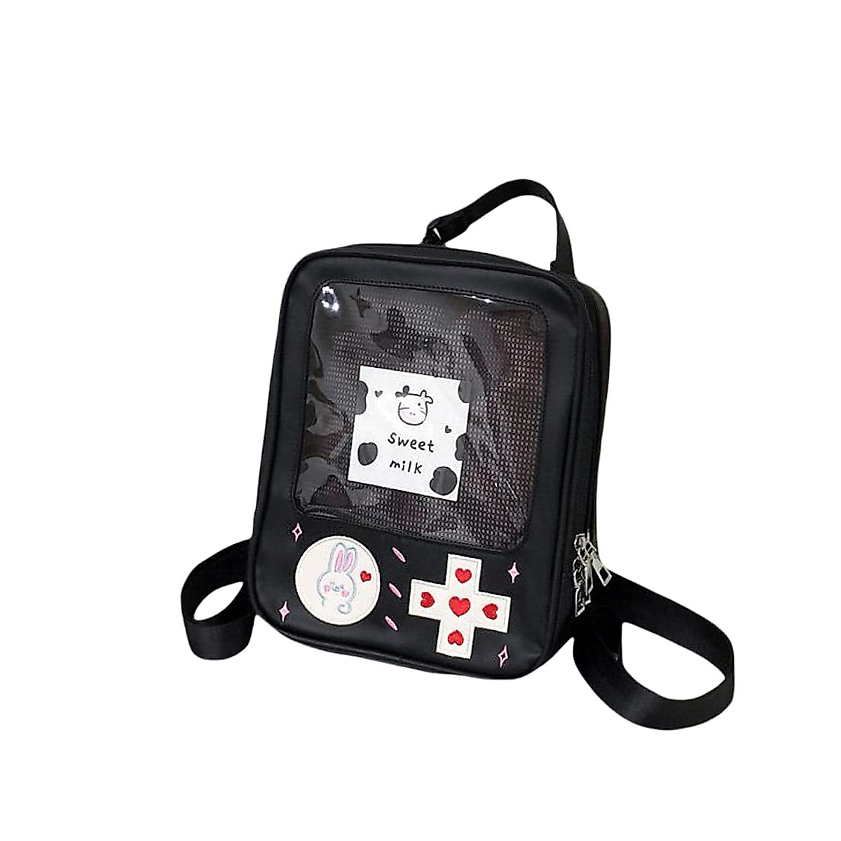 AWXZOM cute Ita Backpack Fashion Gameboy Style itabag Kawaii Backpack pin display backpack ita bag backpack cute backpack (black)
