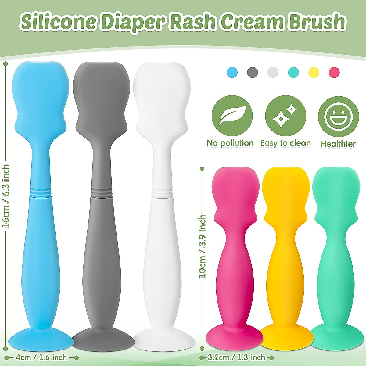 6 Pack Baby Diaper Cream Spatula Applicator Soft Silicone Baby Butt Paste Spatula Diaper Mini Rash Cream Brush for Baby Newborn