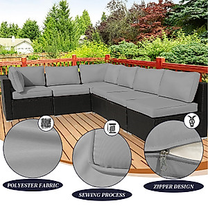 Mehoodah 14 Piece Patio Cushion Covers Replacement Waterproof Outdoor Cushion Covers Replacement Patio Furniture Cushion Covers with Zipper 25 * 25 * 3.15in(Gray (Only Cover)