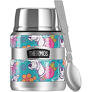 THERMOS Scooby-Doo Flower Pattern STAINLESS KING Stainless Steel Food Jar with Folding Spoon, Vacuum insulated & Double Wall, 16oz