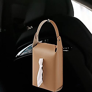 BAWHO Exquisite Car Tissue Box Cover Rectangular Napkin Box Facial Tissue Boxes Wipe Dispenser Hanging Tissue Holder/Brown