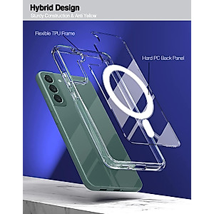 KIOMY Case for Samsung Galaxy S22+ 5G Shockproof Bumper Protective Cover with Airbags Corners Hybrid Design Hard PC Back with Flexible TPU Frame for S22 Plus Clear Magnetic for Magsafe Wireless Charge