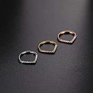 FUNLMO Septum Rings 16G Nose Rings 8mm Septum Jewelry Surgical Steel Hinged Segment Ring Gold Daith Earrings Septum Clicker Rook Helix Piercing Jewelry