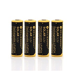 GEILIENERGY 4 Pack 4/5 AA(NOT AA Size) 14430 3.2v 500mAh LiFePO4 Lithium Rechargeable Solar Battery Pack Replacement for Outdoor Solar Lights