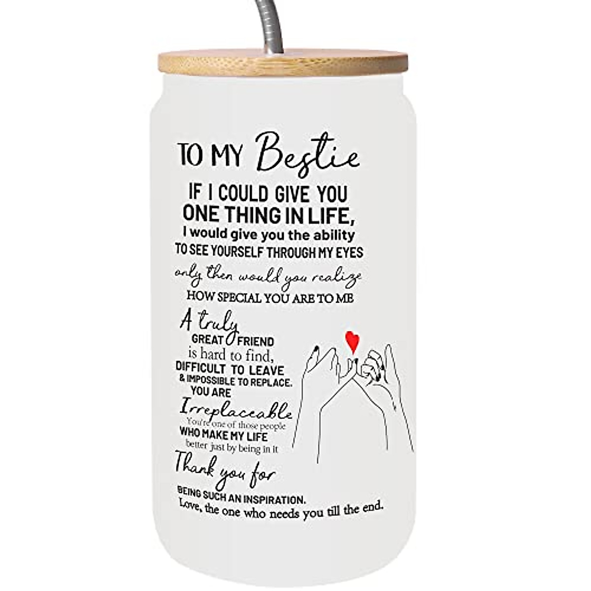 Lightzz Friend Gifts for Women, Bestie Gifts for Women BFF Gift - Friendship Gifts for Women Friends, Friend Birthday Gifts, Birthday Gifts for Women - 16 Oz Can Glass (to my Bestie)