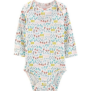 Simple Joys by Carter's Baby Girls' 5-Pack Long-Sleeve Bodysuit, Dots/Floral/Hearts/Owl, Preemie