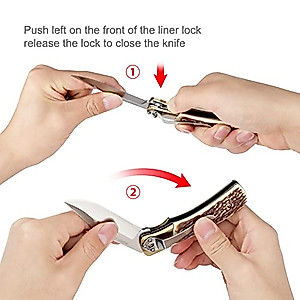 MOSSY OAK 15-inch Survival Bowie Knife & Folding Pocket Knife, Fixed Blade Hunting Knife with Sheath, Sharpener and Fire Starter Inculded, Tactical Bowie Knife for Camping, Hunting, Outdoor