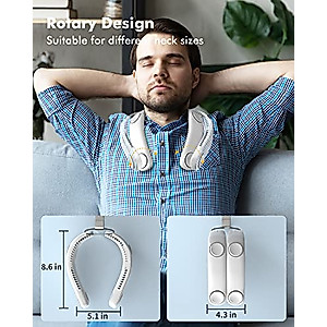 Portable Neck Fan, Personal Neck Fan Hands Free Bladeless Fan, 4000mAh Battery Operated Wearable Fan, 3 Speed, 360 Degree Cooling, Leafless, USB Rechargeable Fan