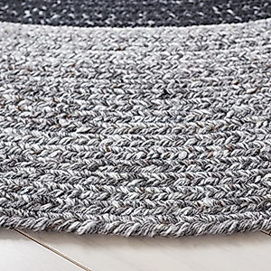 Safavieh Braided Collection Area Rug - 4' Round, Black & Dark Grey, Handmade Country Farmhouse, Ideal for High Traffic Areas in Living Room, Bedroom (BRD803Z)
