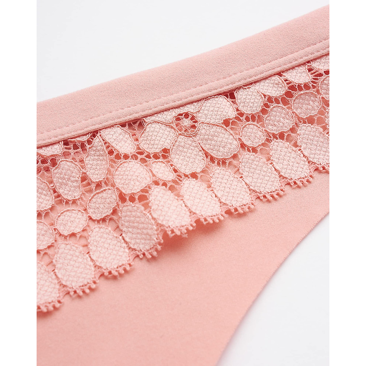 Jessica Simpson Women's Thong Panties - 6 Pack Seamless Lace Microfiber Underwear for Women, Size Small, Brunette/Mellow Rose/Jet Black