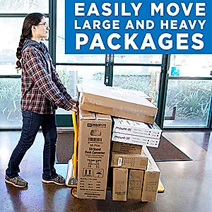 MOUNT-IT! Platform Truck [660lb Weight Capacity] Heavy Duty Foldable Flatbed with Swivel Wheels, Rolling Trolley Cart, Foldable, Flat, Push Cart Dolly (Yellow)