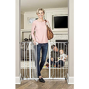 Regalo 37-Inch Extra Tall and 49-Inch Wide Walk Thru Baby Gate, Includes 4-Inch and 12-inch Extension Kit, 4 Pack of Pressure Mount Kit and 4 Pack of Wall Mount Kit