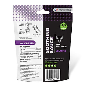 Stashios Soothing Sauce Beef Bone Broth Calming Powder Supplement for Dogs & Cats, All Natural Anxiety Relief, Made in The USA, 3 oz