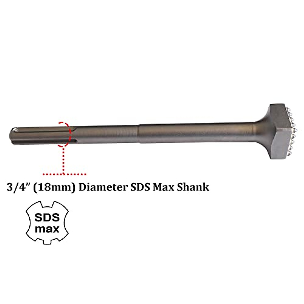 ACTINTOOL 11 3/4 In. SDS Max 25 Tips Concrete Repair Patch Prepare Bushing Tool For Concrete, 1 1/2 Inch Square Head Concrete Roughness Coating Remove Bushing Bit For Demoliton Hammer(Pack of 1)