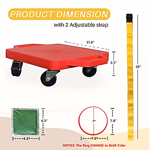 romrex 2 Plastic Scooter Boards with Handles for Kids Sitting and Sports Training, with 1 Ring, 2 Ropes and 4 Beanbags, Indoor and Outdoor Play