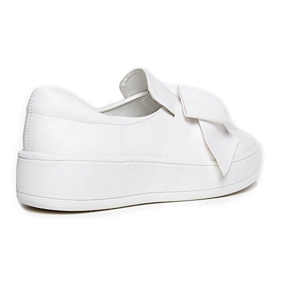 J. Adams Wally Platform Sneakers for Women - Comfortable Slip On Shoes with Bow - White Vegan Nubuck - 11
