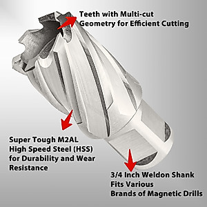 S&F STEAD & FAST Annular Cutter, 1” Diameter x 1" Depth of Cut for Magnetic Drill Press, Mag Drill Bit with Pilot Pin