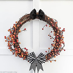 MALLMALL6 4 Rolls Farmhouse Wired Edge Faux Burlap Ribbons 2.5" x 30 Yards Plaid Check Black White Gray Stripe Ribbon Linen Sackcloth Crafts for Flower Wreath Floral Bouquet Wrapping Home Decor