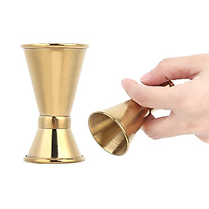 Jigger for Bartending 2pcs, Golden Dual Heads Jigger Stainless Steel Shot Measure Jigger Japanese Style Double Jigger Measuring Tool for Bar, Party, Home(S)