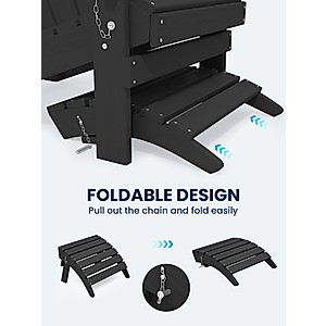 KINGYES Folding Adirondack Ottoman for Adirondack Chair, Black