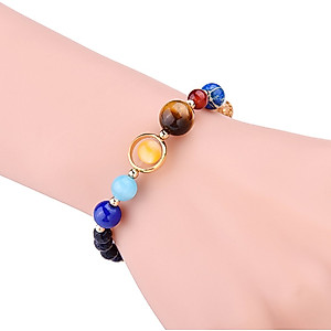 MENGLINA Women Stone Bead Charm Bracelet Universe Galaxy the Eight Planets Nine Planets in the Solar System Guardian Star Bracelets