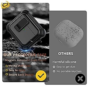 Polislime AirPods 3rd Generation Case with Cleaner kit & Magnetic Anti-Lost Straps,Secure Lock Clip with Carbon Fiber Protection Design Case Shell for Apple Airpod 3 Generation Case -【5 in 1】 Black